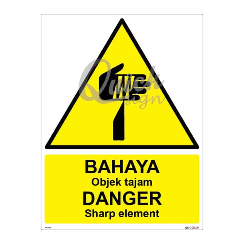 WS023 Danger Sharp Element Sign | High-Visibility Safety Sign for ...