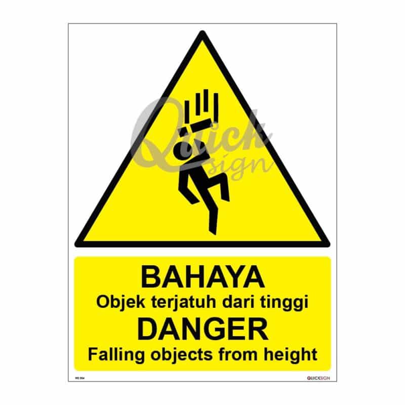 WS034 DANGER Falling Objects from Height Sign - High Visibility ...