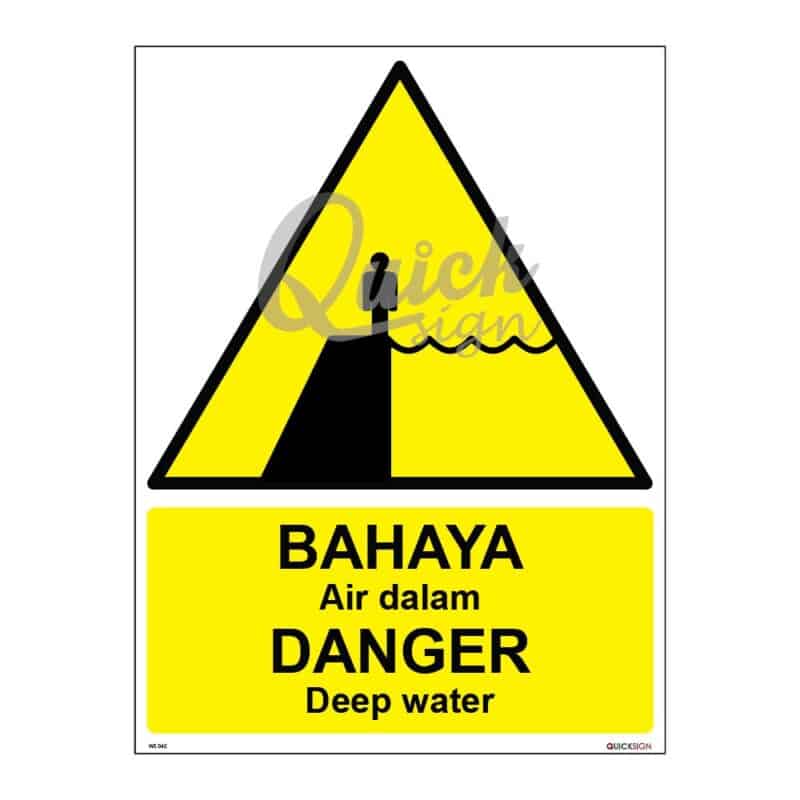 WS042 DANGER Deep Water Sign - Durable, High Visibility & Easy Installation