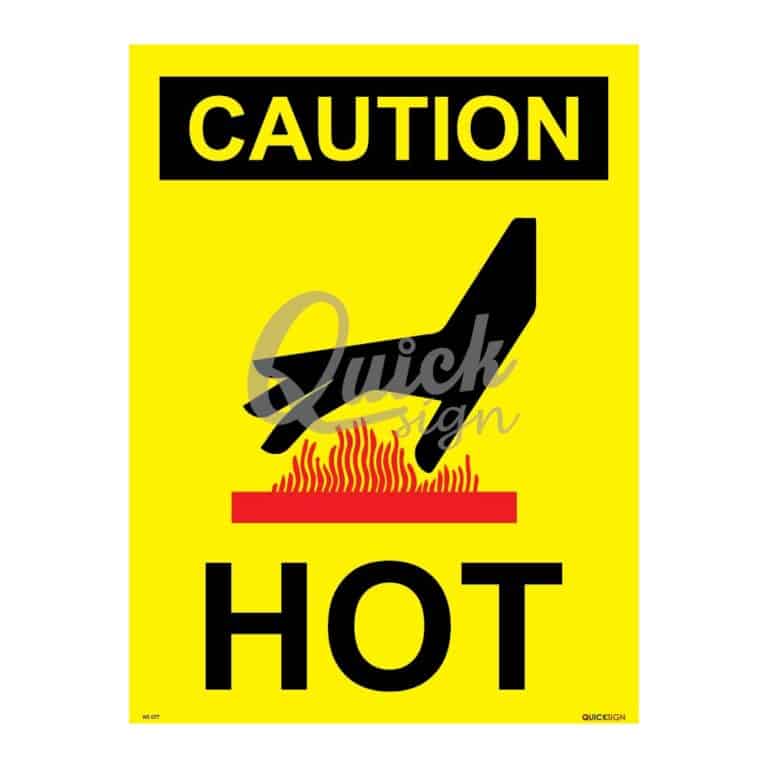 WS077 Caution Hot Sign | High-Visibility Safety Sign for Workplace Safety