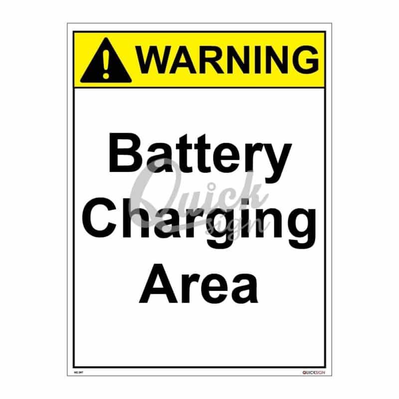 WS097 Warning Battery Charging Area Sign - High Visibility & Durable
