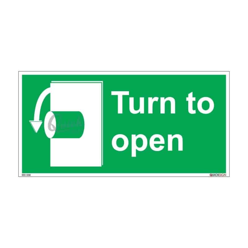 Turn To Open (Anti-Clockwise) | High-Visibility Safety Sign