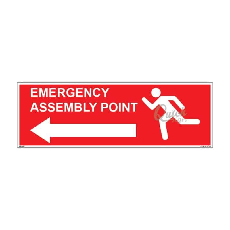 Emergency Assembly Point (Left) | Emergency Escape Safety Sign