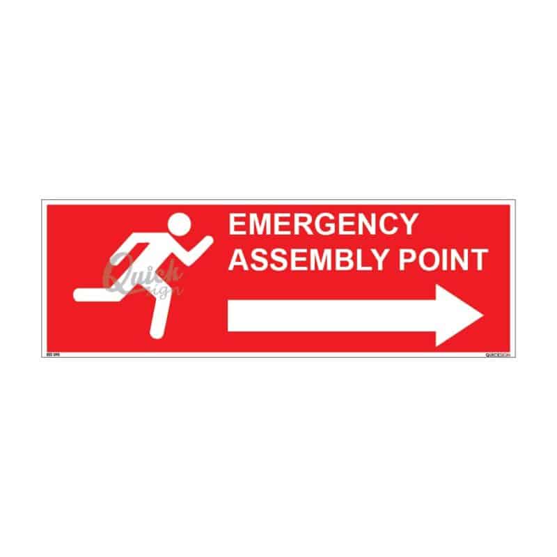 Emergency Assembly Point (Right) | Emergency Escape Safety Sign