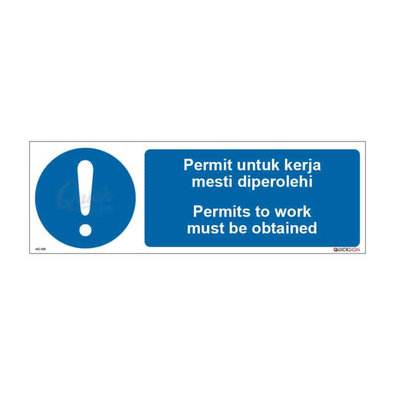 MD058Permits to Work Must Be Obtained Sign: High Visibility