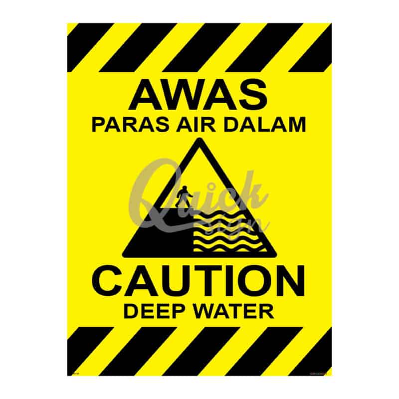 WS121 Caution Deep Water Sign | High-Visibility Safety Sign for Indoor ...
