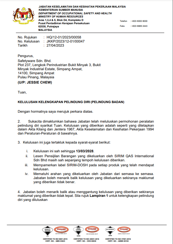 Safetyware's Fall Protection Products Receive SIRIM-DOSH Certification ...