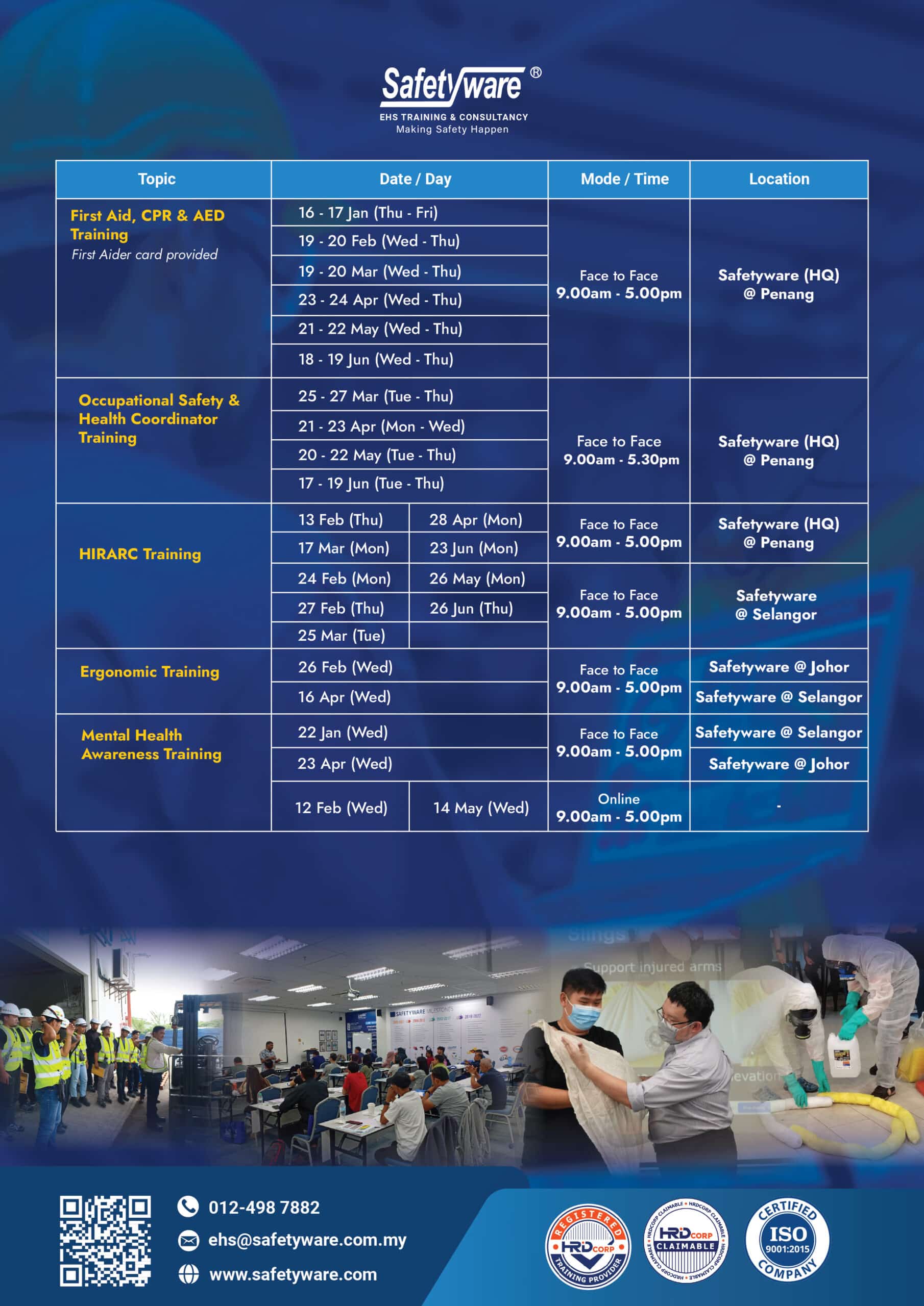 Training Calendar - Safetyware Group