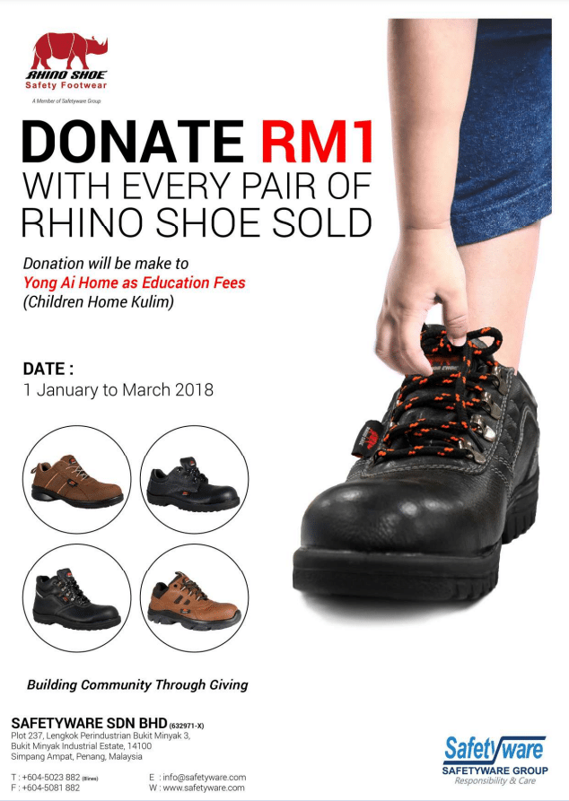 Donate RM1 with Every Pair of RHINO SHOE Sold - Safetyware Group