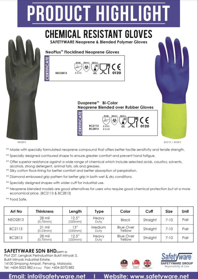 SAFETYWARE Neoprene & Blended Polymer Gloves - Safetyware Group