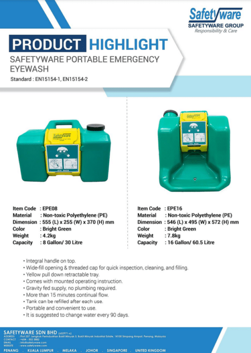 SAFETYWARE Portable Emergency Eyewash - Safetyware Group