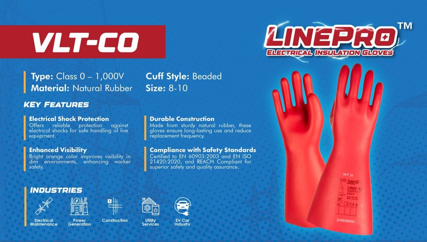 EV Maintenance Safety Gloves – Class 0 Rubber Insulating Gloves