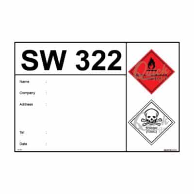 SW322 Scheduled Waste Label | High-Visibility Toxic and Flammable Waste ...